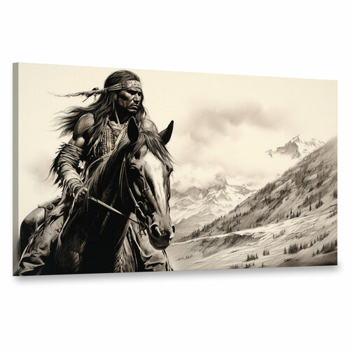 Интерьерная картина 100х60 "Мужчина с лошадью"