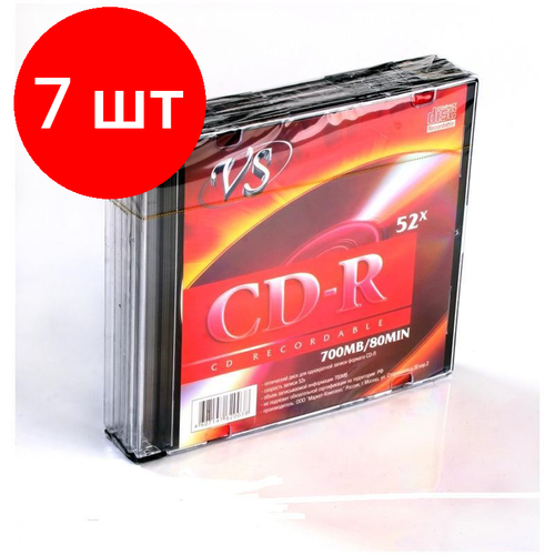Комплект 7 упаковок, Носители информации CD-R, 52x, VS, Slim/5, VSCDRSL501