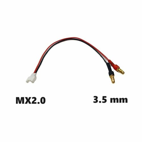 Переходник MX2.0 на Банан 3,5 мм (папа / папа) 232 разъем МХ 2.0 адаптер штекер красный Banana Connector 3.5 mm запчасти аккумулятор р/у батарея з/ч MCPX MOLEX JST PH 2.0 2P