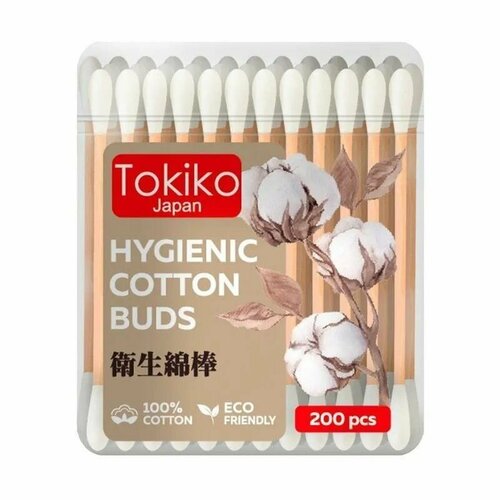 Tokiko Ватные палочки Japan бамбук, 200 шт