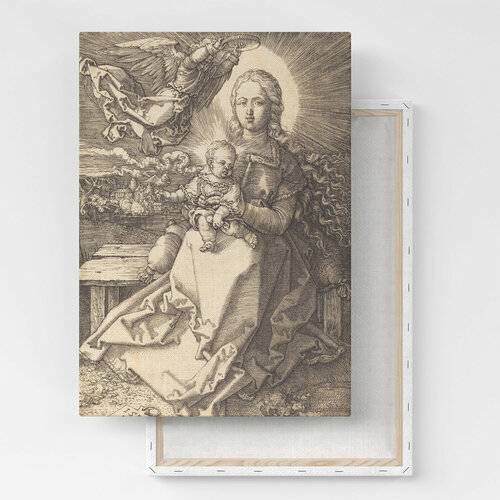 Картина на холсте, репродукция / Альбрехт Дюрер - Ангел коронует деву Марию, 1520 / Размер 80 x 106 см