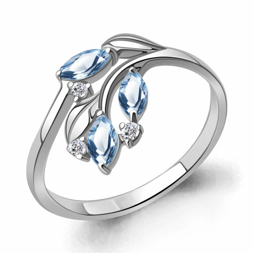 Кольцо Diamant online, серебро, 925 проба, топаз, фианит, размер 17