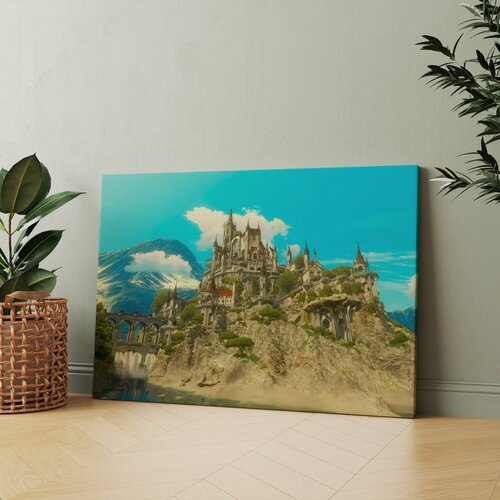 Картина на холсте "Картина замок на горе" 20x30 см. Интерьерная, на стену.