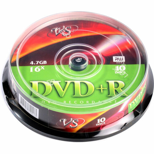 Носители информации DVD+R 4,7 GB 16x, VS, 10шт/уп