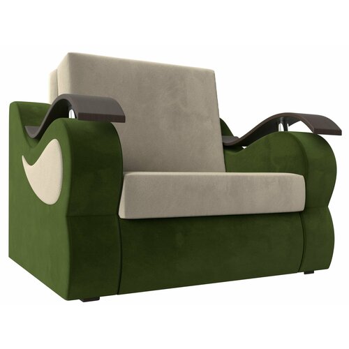 Кресло-кровать Меркурий 80, Микровельвет бежевый и зеленый