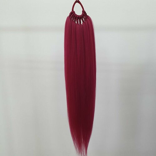 Накладной хвост на резинке Бордовый 65 см/ Густой / Шиньон