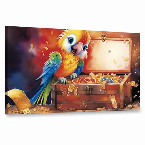 Интерьерная картина 100х60 "Попугай и сокровища"