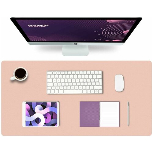 Настольный коврик для клавиатуры и мыши, защитный, большой, водонепроницаемый, кожаный, на рабочий стол для офиса и дома, 40 см х 80 см, розовый