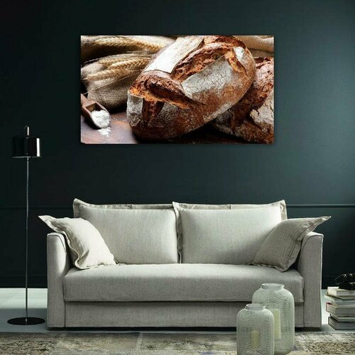 Картина на холсте 60x110 LinxOne "Хлеб еда" интерьерная для дома / на стену / на кухню / с подрамником