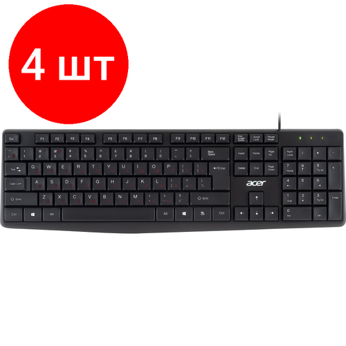 Комплект 4 штук, Клавиатура Acer OKW121 черный USB (ZL. KBDEE.00B)