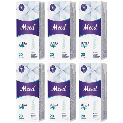 Meed Прокладки ежедневные гигиенические Ultra soft, ультратонкие, усеченные, 20 шт/уп, 6 уп