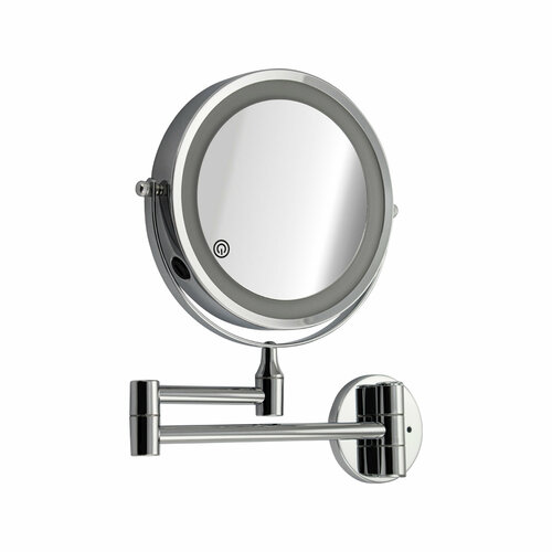 Зеркало косметическое, настенное, с LED подсветкой, сенсорное включение, зарядка Type - C, шнур в комплекте, корпус из нержавеющей стали, санакс 75278