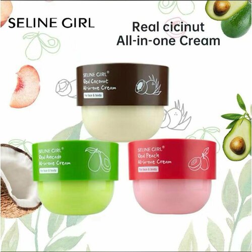 Selin Girl Real Fruits Многофункциональный крем для ухода за кожей лица, шеи и зоны декольте и тела, Восхитительный Кокос, 550 гр.