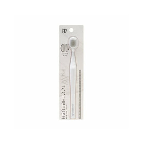 KM Широкая 6-рядная зубная щётка "EGOROUND" c тонкими щетинками и современной ручкой (мягкая), цвет белый
