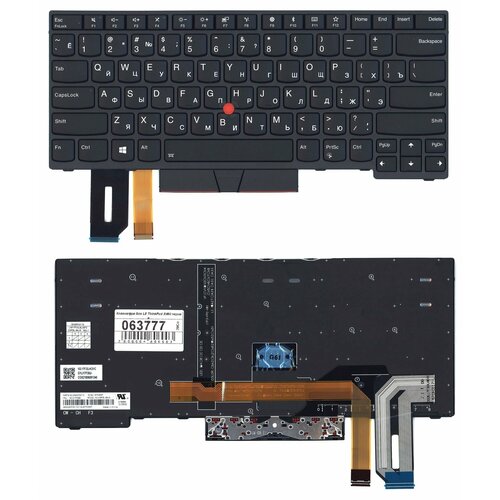 Клавиатура для Lenovo ThinkPad Edge E480 черная с черной рамкой, со стиком и подсветкой