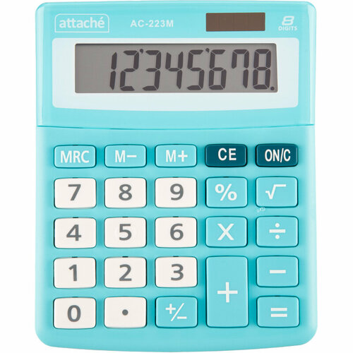 Калькулятор настольный Attache, AС-223M,8р, двойное питание, мятный 1779808