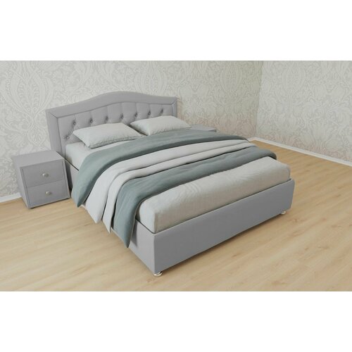 Односпальная кровать Бермуды 80x200 с подъемным механизмом и с коробом для белья велюр серый без ножек