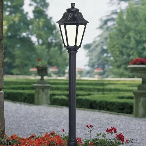 Садовый светильник-столбик Fumagalli Mizar. R/Anna E22.151.000. AYD1R, Черный и Опал (молочный), с лампой 1200Lm, 3000К