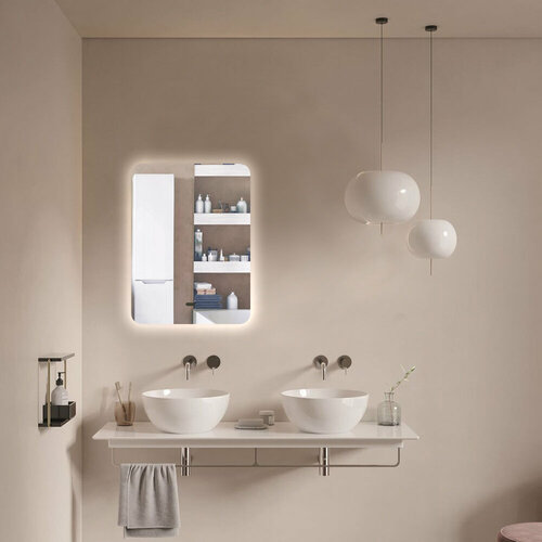 Зеркало для ванной Prisma 120*100 прямоугольное вертикальное c подогревом