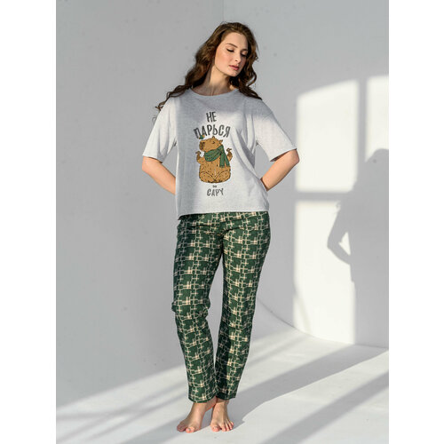 Пижама  Оптима Трикотаж, размер 46, зеленый