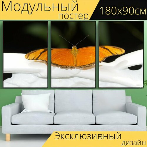 Модульный постер "Юлия бабочка, бабочка, тропический" 180 x 90 см. для интерьера