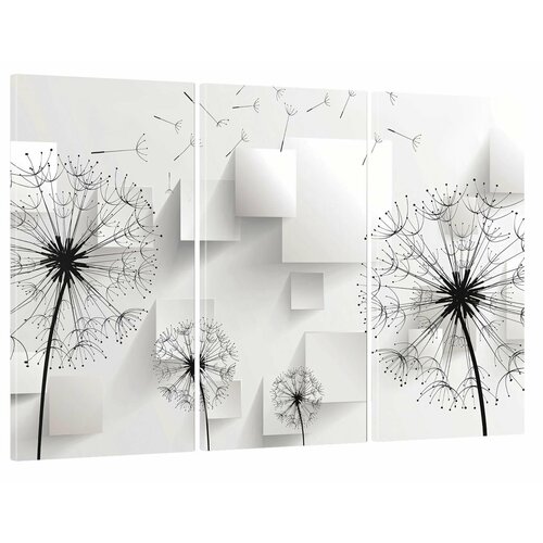 Модульная картина на стену, для интерьера "Абстракция _ цветы" 60x100 см