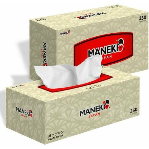 Maneki Kabi Салфетки-выдергушки двухслойные бумажные с микротиснением 250 шт