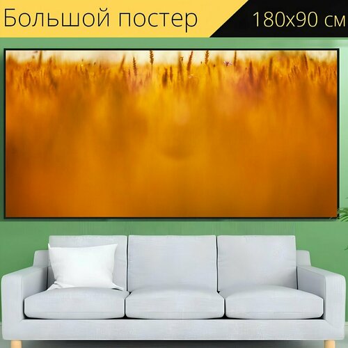 Большой постер "Поле пшеницы, зерно, летом" 180 x 90 см. для интерьера