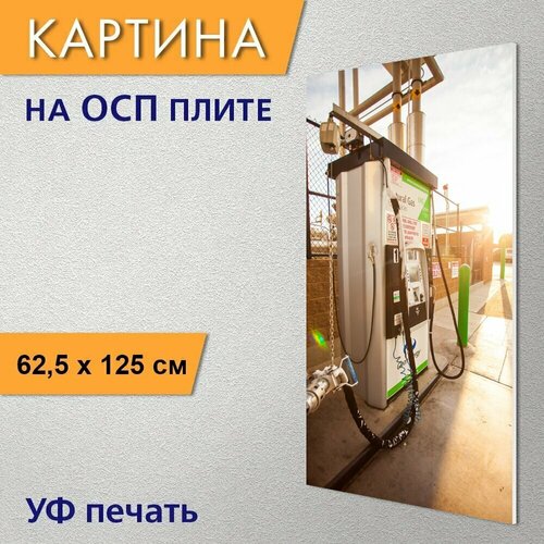 Вертикальная картина на ОСП "Дозатор, топливо, энергия" 62x125 см. для интерьериа