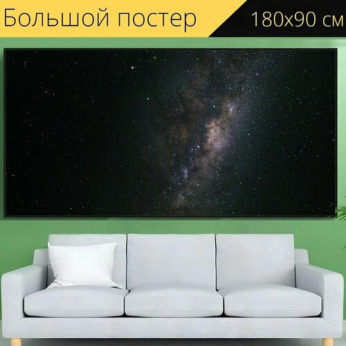 Большой постер "Млечный путь, туманность, пространство" 180 x 90 см. для интерьера