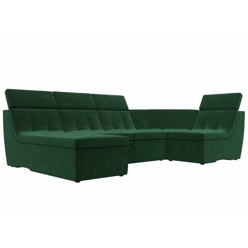 П-образный модульный диван Лига Диванов Холидей Люкс Зеленый (велюр)