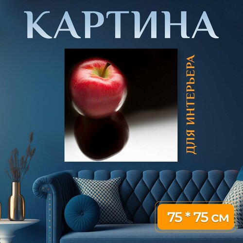 Картина на холсте "Блестящий, яблоко, красный" на подрамнике 75х75 см. для интерьера