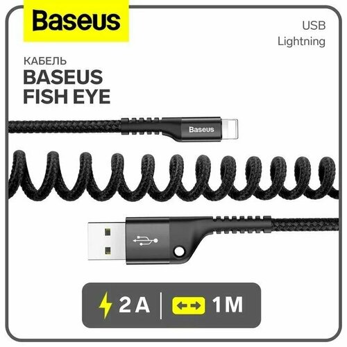 Кабель для зарядки и передачи данных BASEUS Fish Eye Spring Data Cable USB - Lightning, 1м, черный (CALSR-01)