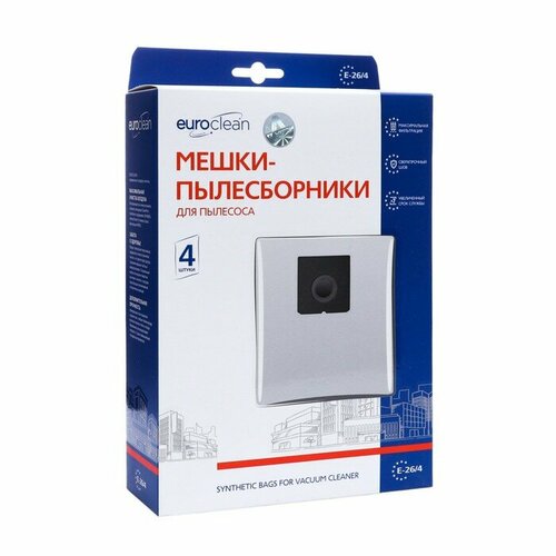 Мешок-пылесборник E-26/4 Euroclean синтетические для пылесоса, 4 шт (комплект из 4 шт)