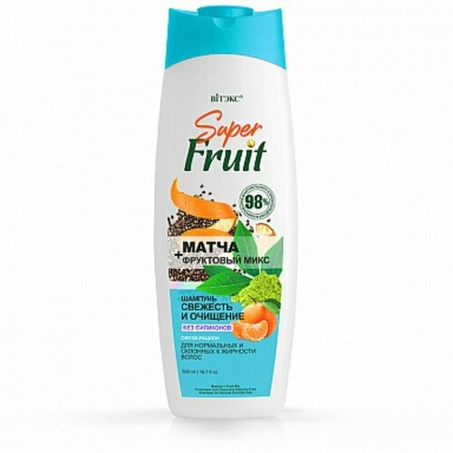 Шампунь для волос Витэкс SuperFRUIT «Матча+фруктовый микс», свежесть и очищение, 500 мл (комплект из 4 шт)