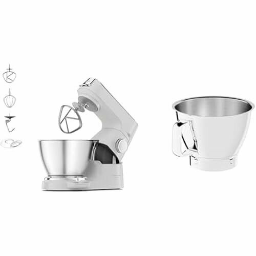 Kenwood Titanium Chef Baker KVC65.001WH - кухонный комбайн со встроенными весами и чашей из нержавеющей стали KAB50.000SS, аксессуары