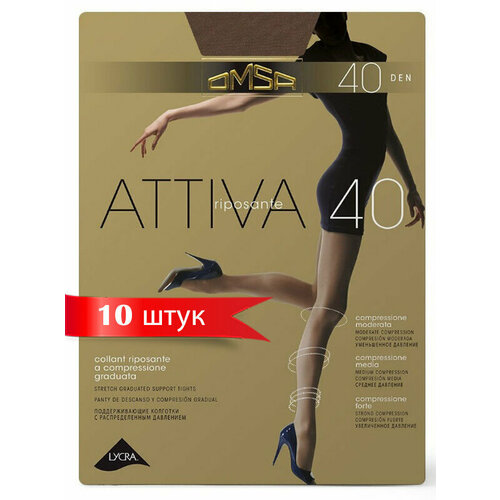 Колготки Omsa Attiva, 40 den, 10 шт., размер 4, черный
