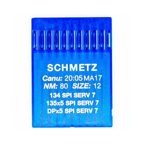 Иглы для промышленных швейных машин Schmetz, толстая колба 134/DPx5 SPI SERV7 №80, 10 шт.