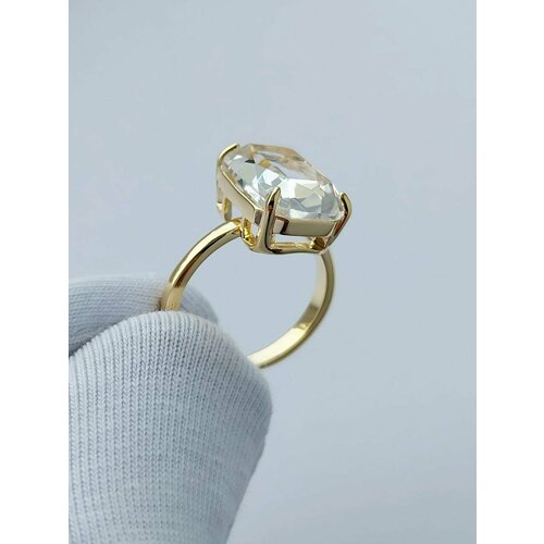 Кольцо ( Verba ), кристалл, размер 17, бесцветный, золотой