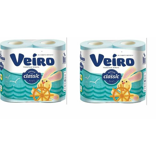 Veiro Бумажные полотенца Классик, 2 слоя, голубая, 2 рулона, 2 упаковки