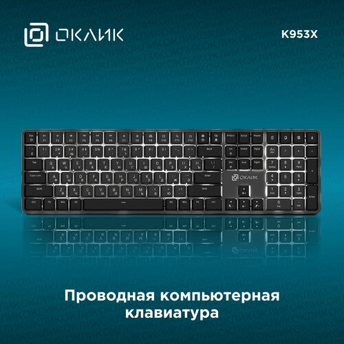 Компьютерная клавиатура Оклик K953X проводная, механическая, черно-серая