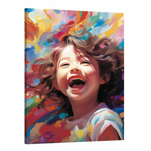 Интерьерная картина 50х70 "Улыбка девочки в красках"