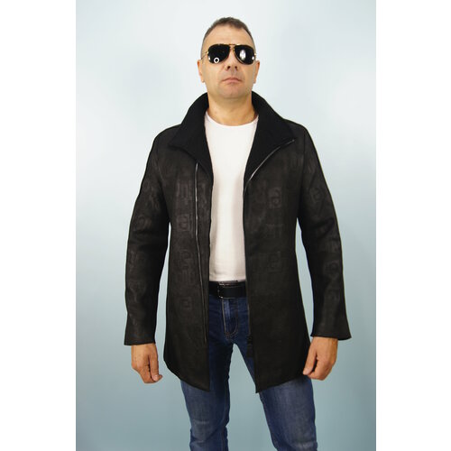 Кожаная куртка REPUBLICONTI мужское пальто, размер 46, черный