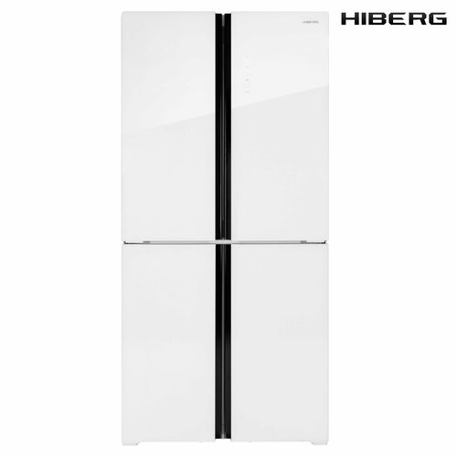 Отдельностоящий холодильник HIBERG RFQ-555DX NFGW inverter Cross Door "Белое мерцающее стекло" 181*91