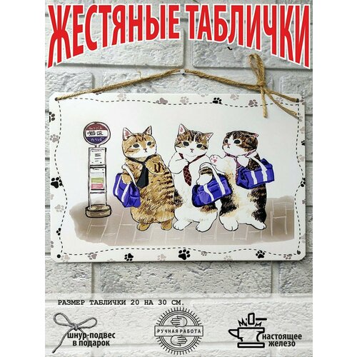 Котики мофу постер табличка 20 на 30 см, шнур-подвес в подарок