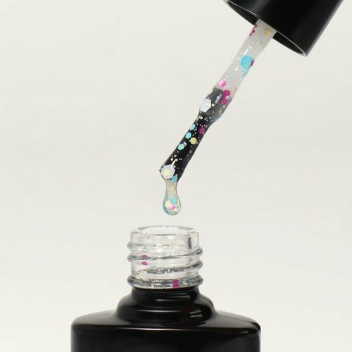 Queen fair Гель лак для ногтей, «MILK GLITTER», 3-х фазный, 8мл, LED/UV, цвет прозрачный (03)