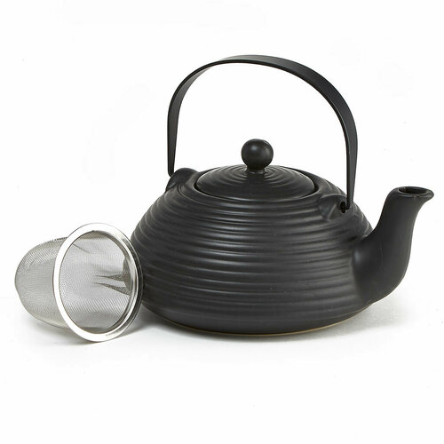 Заварочный чайник из керамики с ситечком, Объём 0.8 л, черный