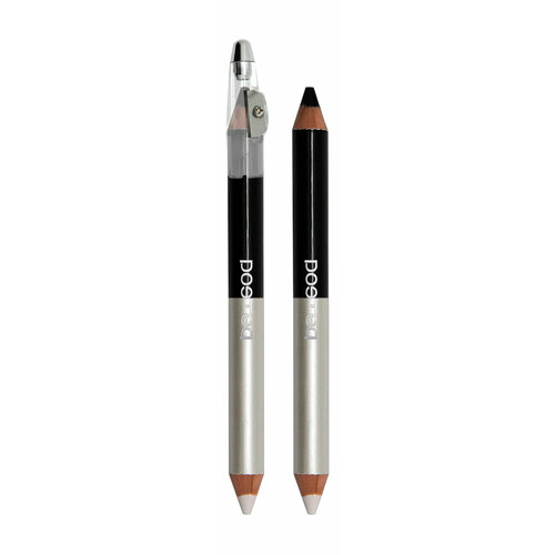 POETEQ Двойной карандаш для глаз Double eyeliner with sharpener с точилкой. 2 г, 91 белый-черный