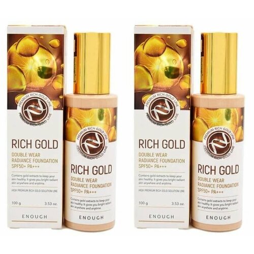 Основа тональная с золотом Enough Premium Rich Gold Double Wear Radiance Foundation, тон 21, 100 мл, 2 шт
