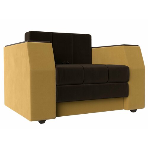 Кресло-кровать Атлантида, Микровельвет коричневый и желтый
